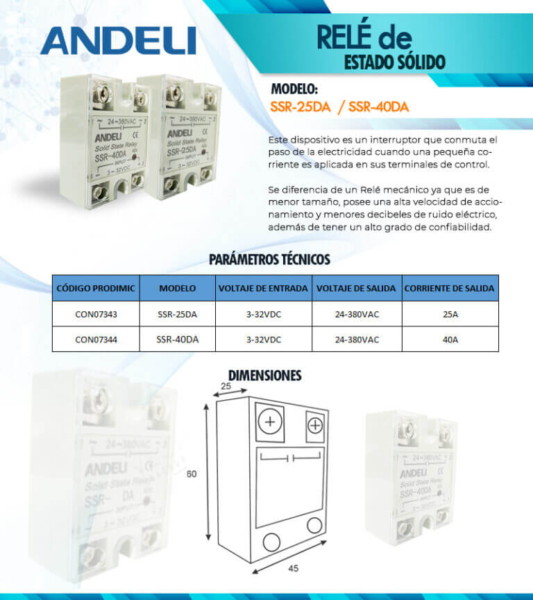 Relé de Estado Solido - Andeli Venezuela